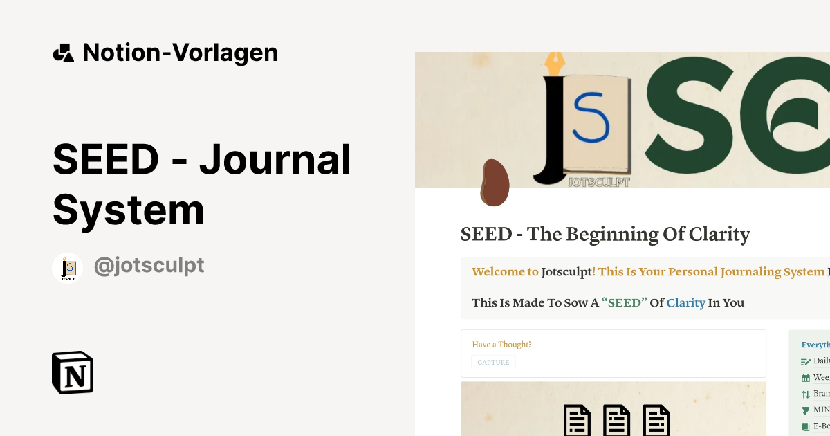 SEED - Journal System Vorlage | Notion-Marketplace