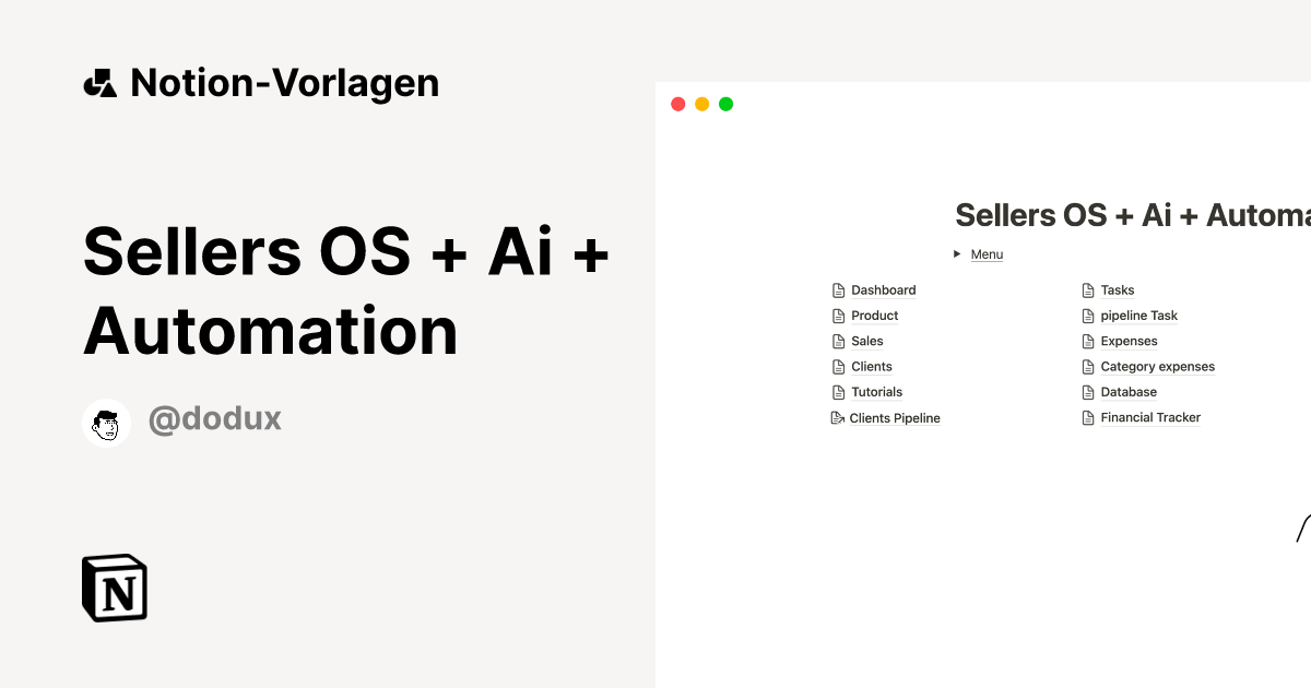 Sellers OS + Ai + Automation Vorlage von Dodux | Notion-Marketplace