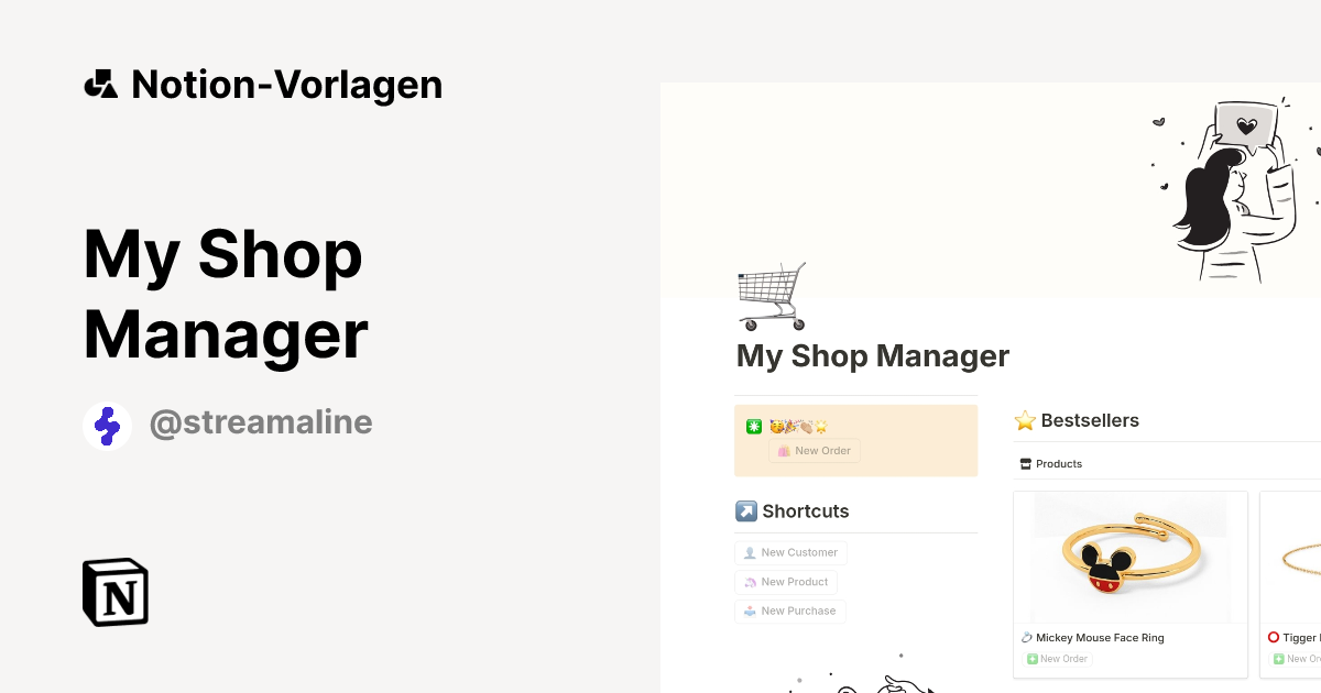 My Shop Manager Vorlage | Notion-Marketplace