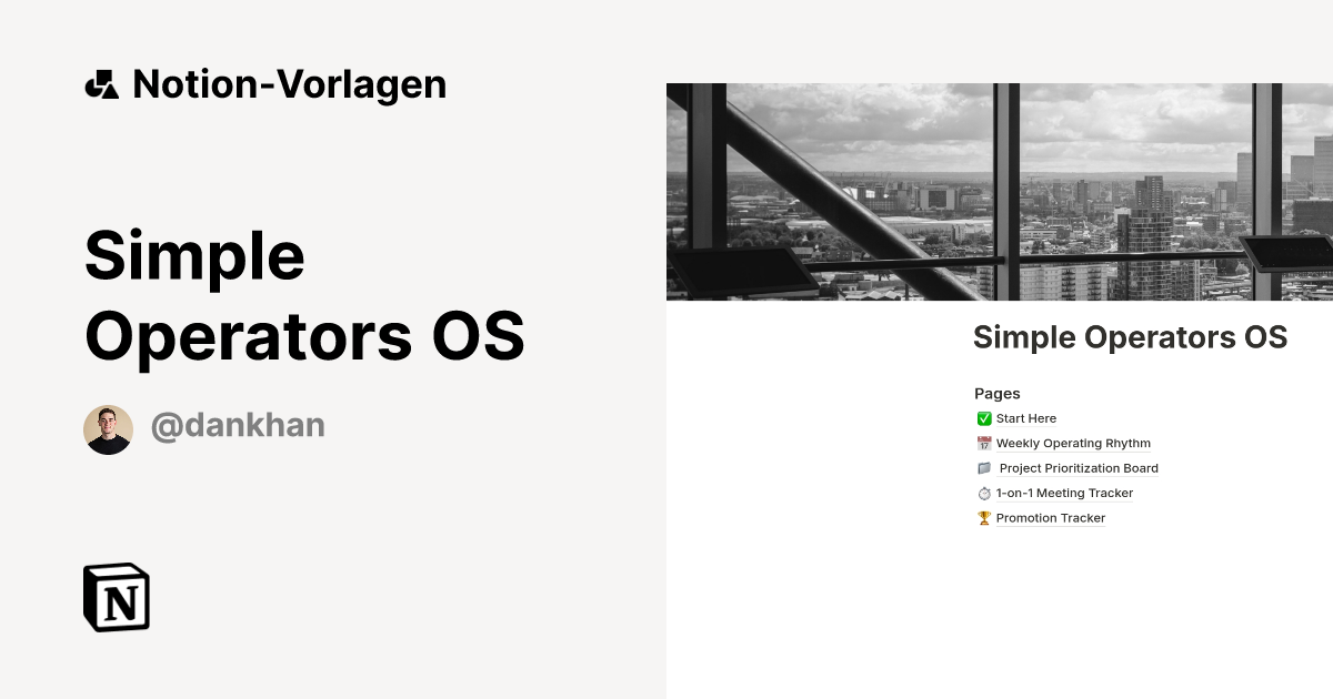 Simple Operators OS Vorlage von Dan Khan | Notion-Marketplace