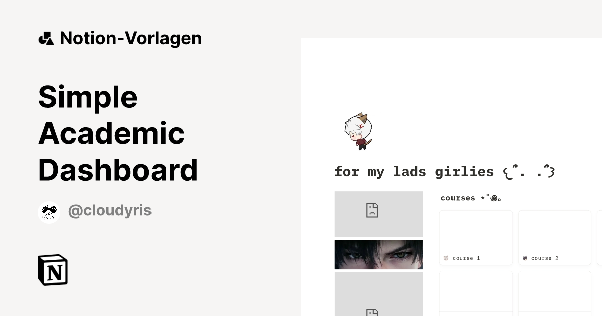 Simple Academic Dashboard Vorlage von ris | Notion-Marketplace