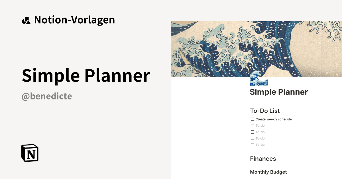 Simple Planner Vorlage von benedicte | Notion-Marketplace