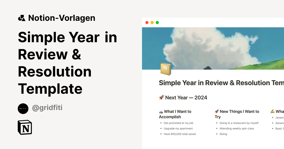 Simple Year in Review & Resolution Template Vorlage von Gridfiti ...
