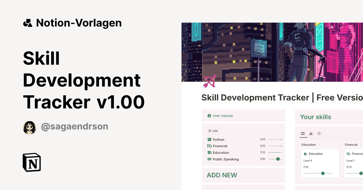 Skill Development Tracker v1.00 Vorlage von Saga | Notion-Marketplace