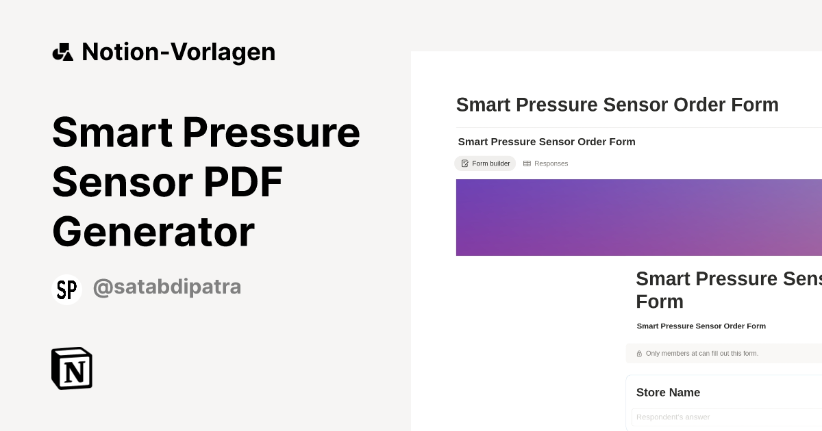 Smart Pressure Sensor PDF Generator Vorlage | Notion-Marketplace