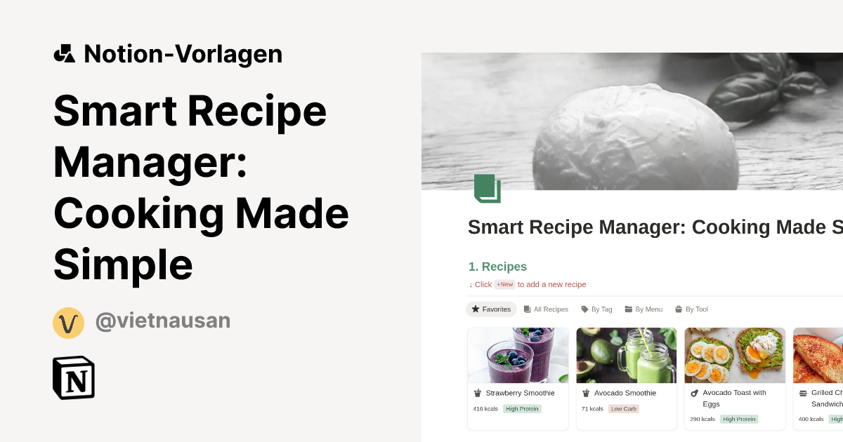 Smart Recipe Manager: Cooking Made Simple Vorlage von Việt Nâu Sần ...