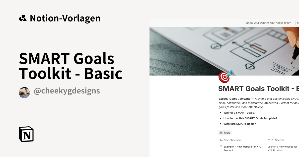 SMART Goals Toolkit - Basic Vorlage von Cheeky G Designs | Notion ...
