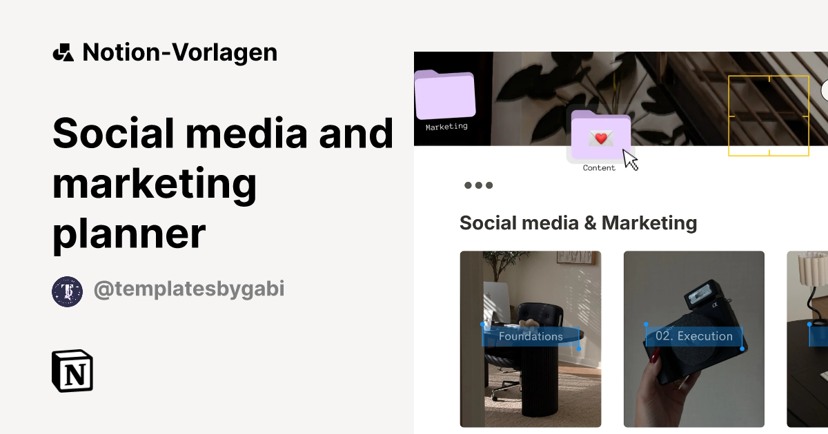 Social media and marketing planner Vorlage | Notion-Marketplace