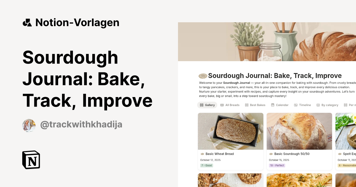 Sourdough Journal﻿: Bake, Track, Improve Vorlage von TrackWithKhadija ...