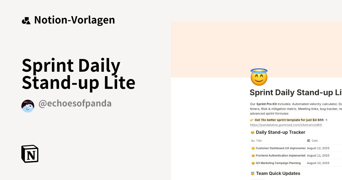 Sprint Daily Stand-up Lite Vorlage von Echoes of Panda🐼 | Notion ...