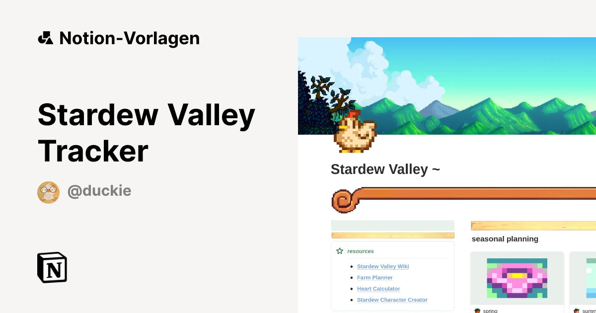 Stardew Valley Tracker Vorlage | Notion-Marketplace