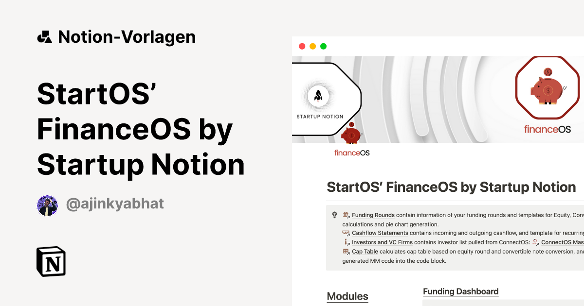 StartOS’ FinanceOS by Startup Notion Vorlage | Notion-Marketplace