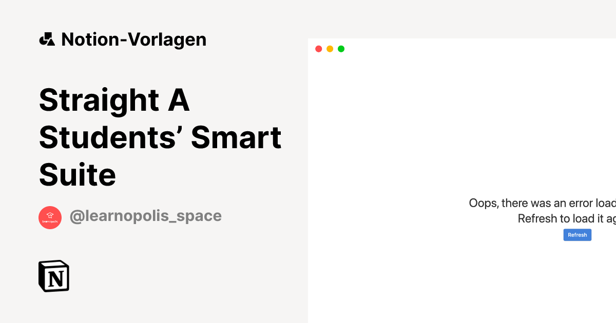 Straight A Students’ Smart Suite Vorlage | Notion-Marketplace