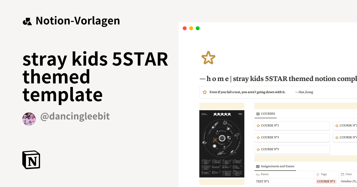 stray kids 5STAR themed template Vorlage | Notion-Marketplace