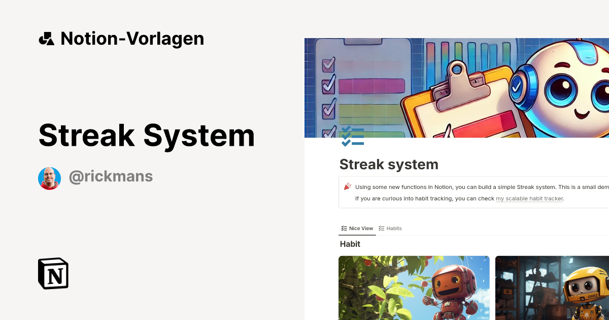 Streak System Vorlage | Notion-Marketplace