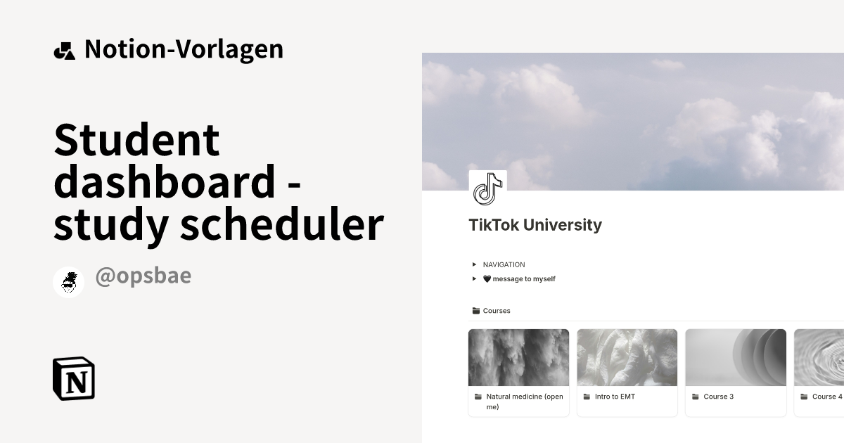 Student dashboard - study scheduler Vorlage | Notion-Marketplace