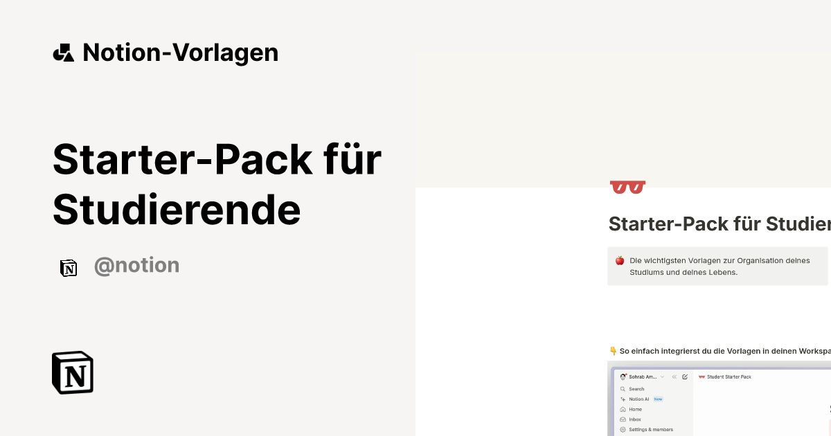Starter-Pack für Studierende Vorlage von Notion | Notion-Marketplace