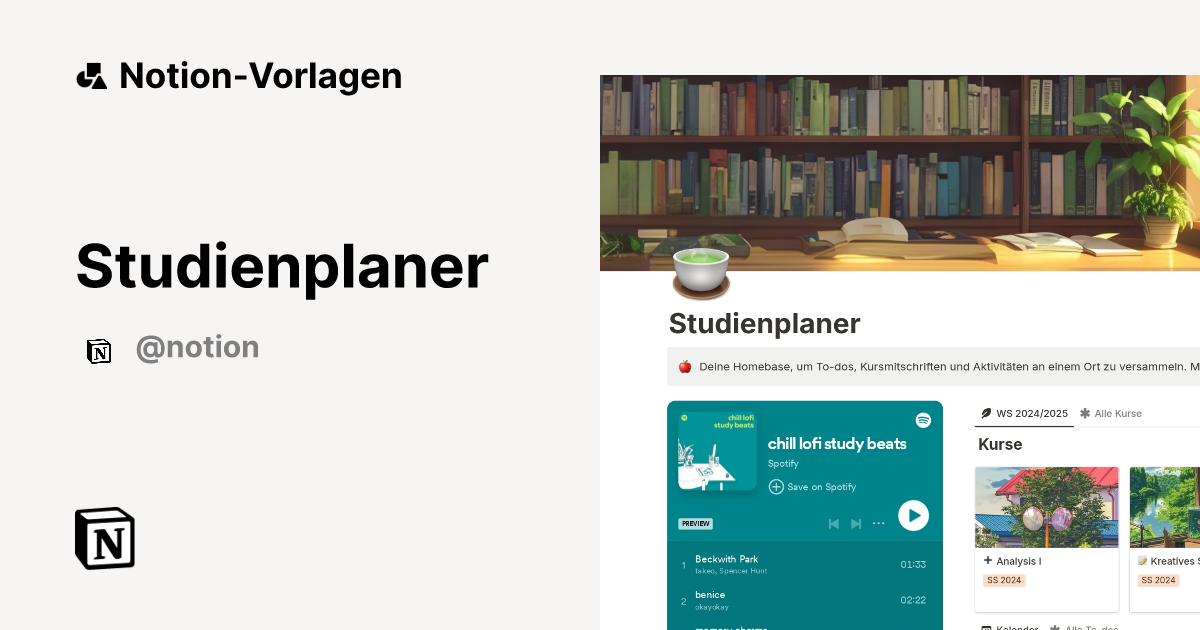 Studienplaner 2026 Vorlage | Notion-Marketplace