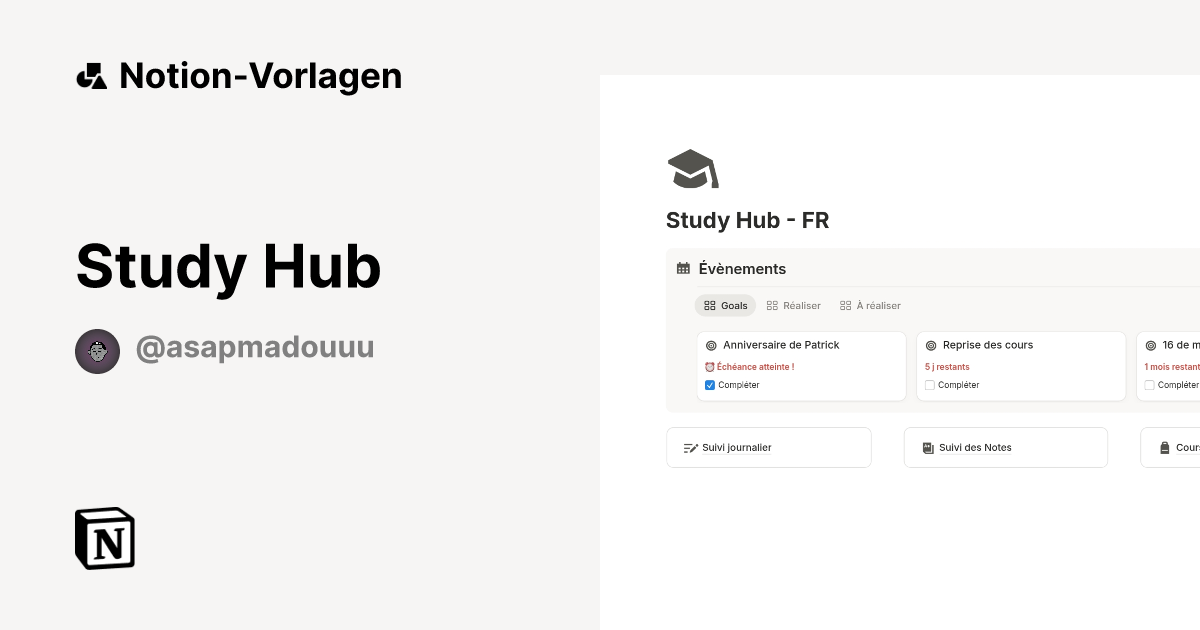 Study Hub Vorlage | Notion-Marketplace