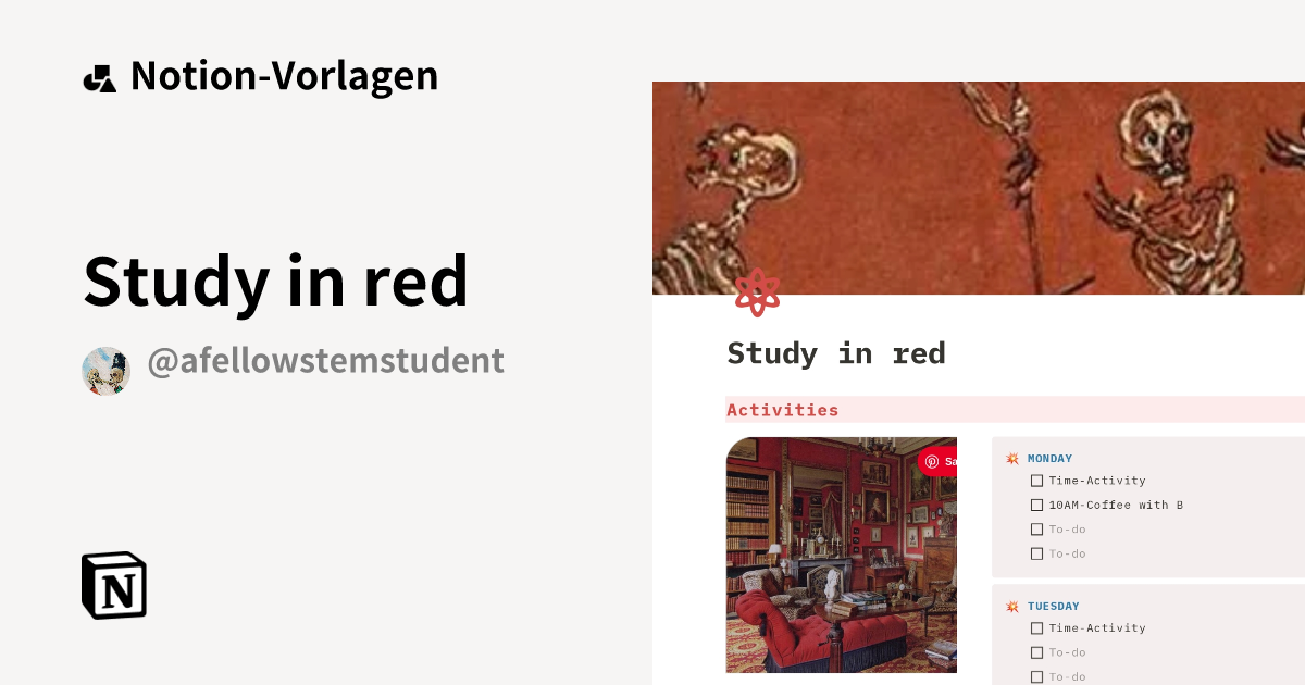 Study in red Vorlage | Notion-Marketplace