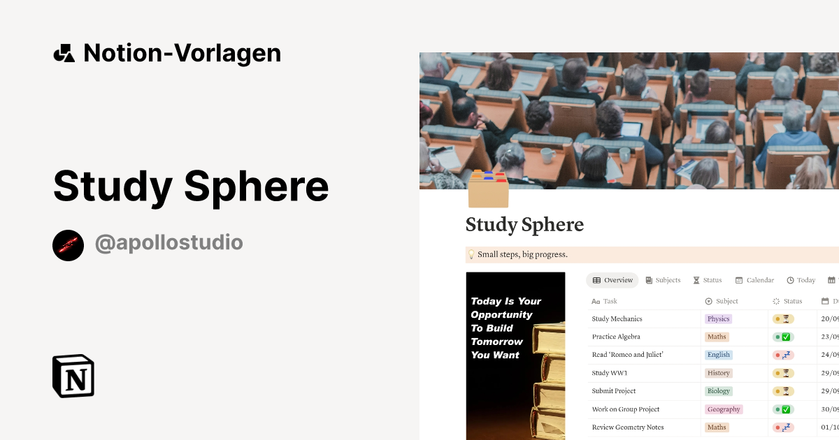 Study Sphere Vorlage von Apollo | Notion-Marketplace