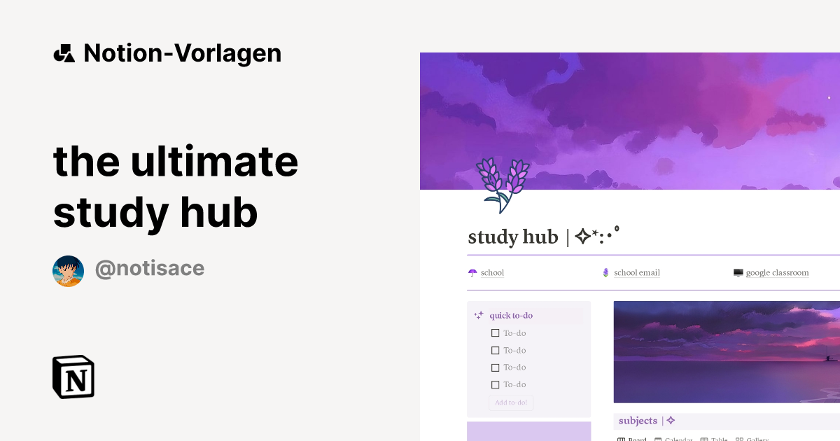 the ultimate study hub Vorlage | Notion-Marketplace