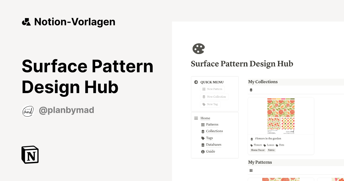 Surface Pattern Design Hub Vorlage | Notion-Marketplace