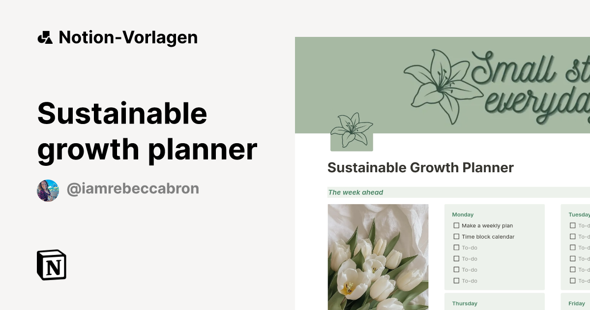Sustainable growth planner Vorlage | Notion-Marketplace