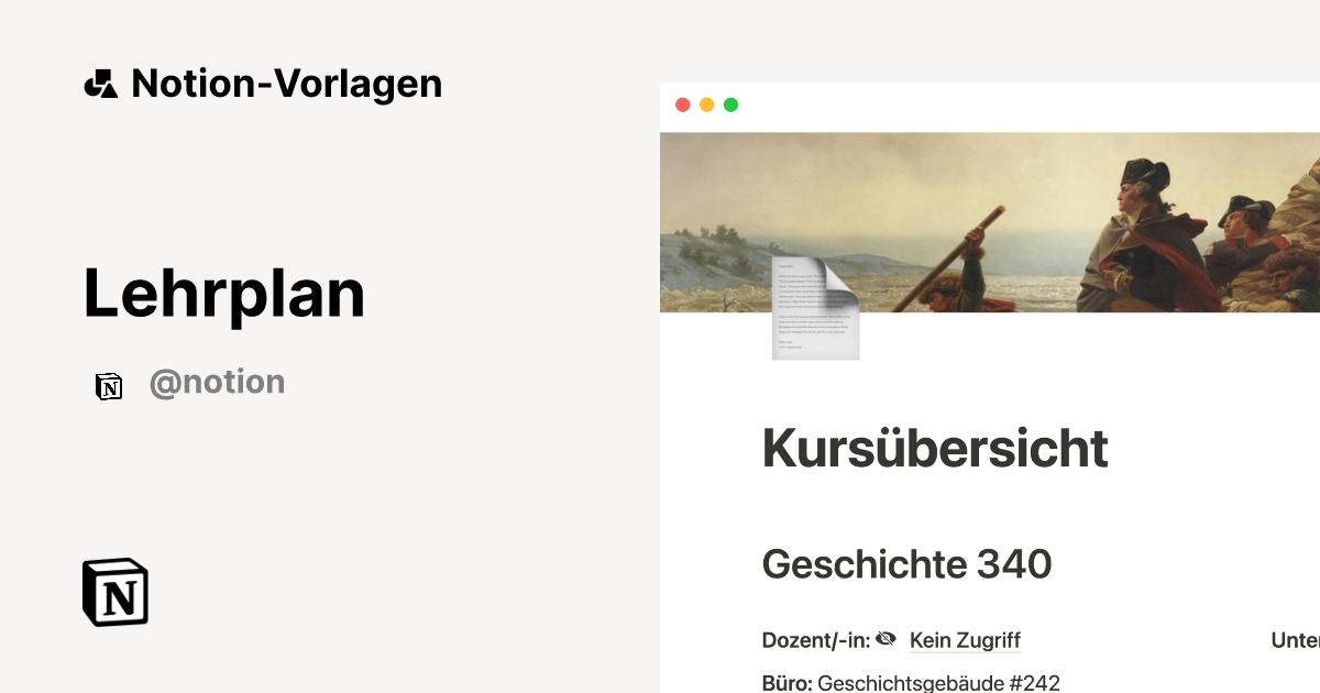 Lehrplan Vorlage von Notion | Notion-Marketplace