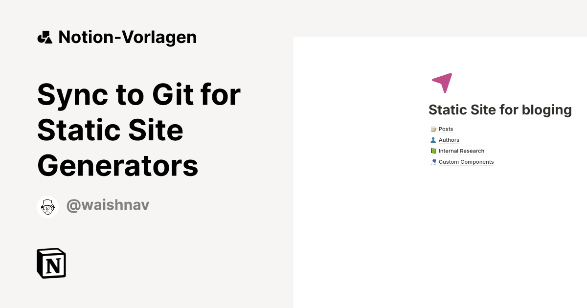Sync to Git for Static Site Generators Vorlage | Notion-Marketplace