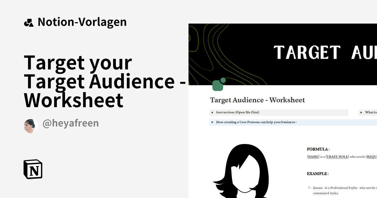 Target your Target Audience - Worksheet Vorlage | Notion-Marketplace