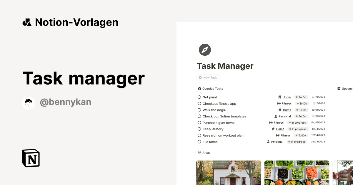 Task manager Vorlage | Notion-Marketplace