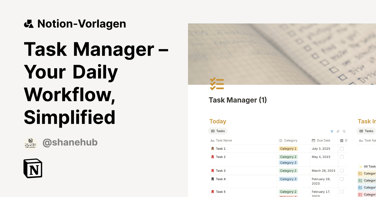 Task Manager – Your Daily Workflow, Simplified Vorlage von shane ...