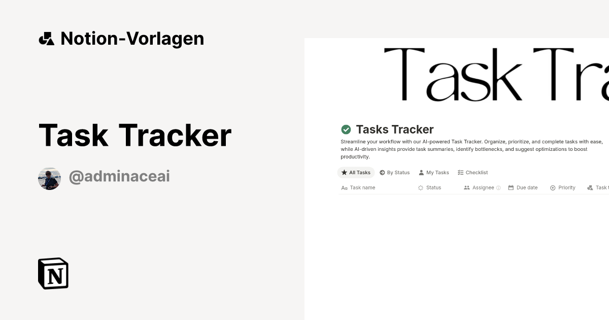 Task Tracker Vorlage | Notion-Marketplace