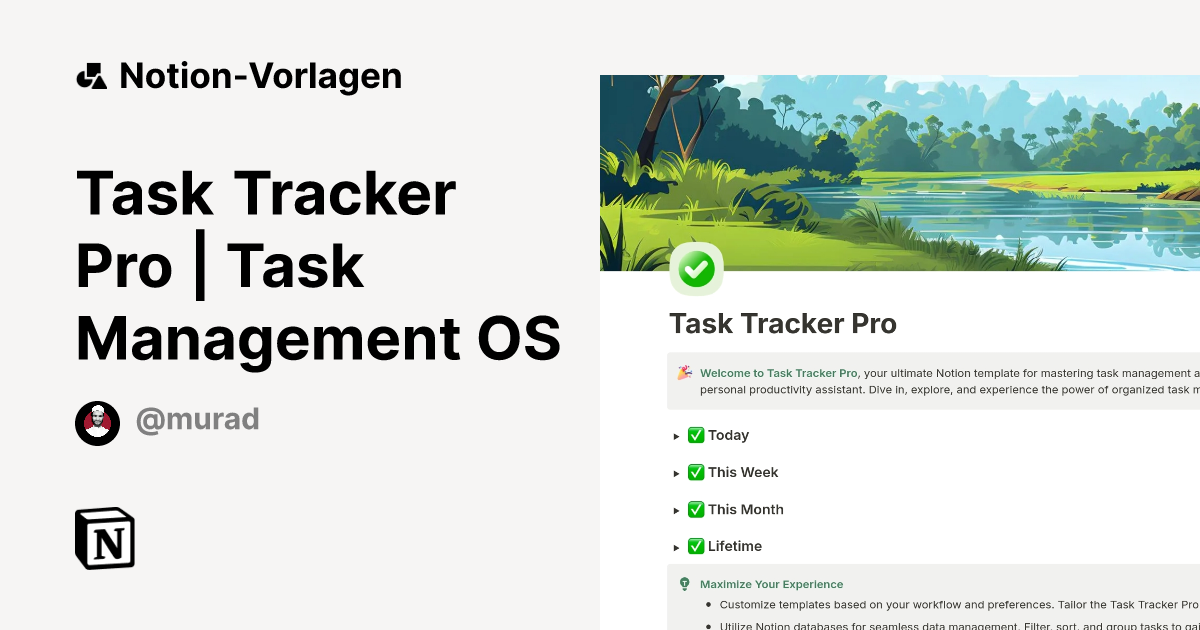 Task Tracker Pro | Task Management OS Vorlage | Notion-Marketplace