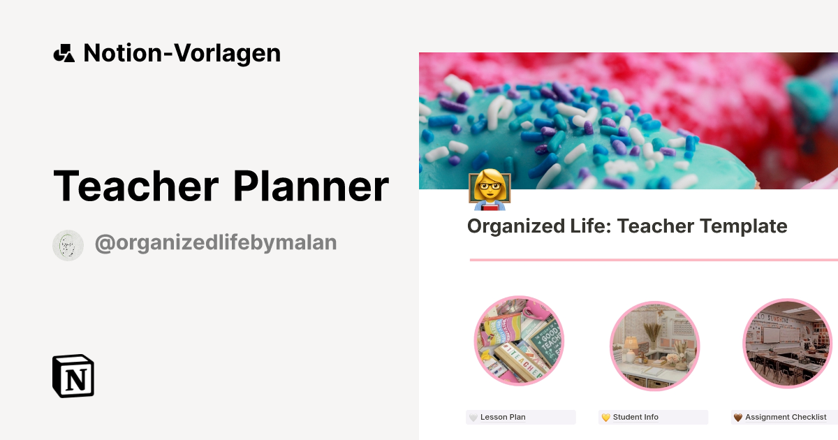 Teacher Planner Vorlage | Notion-Marketplace
