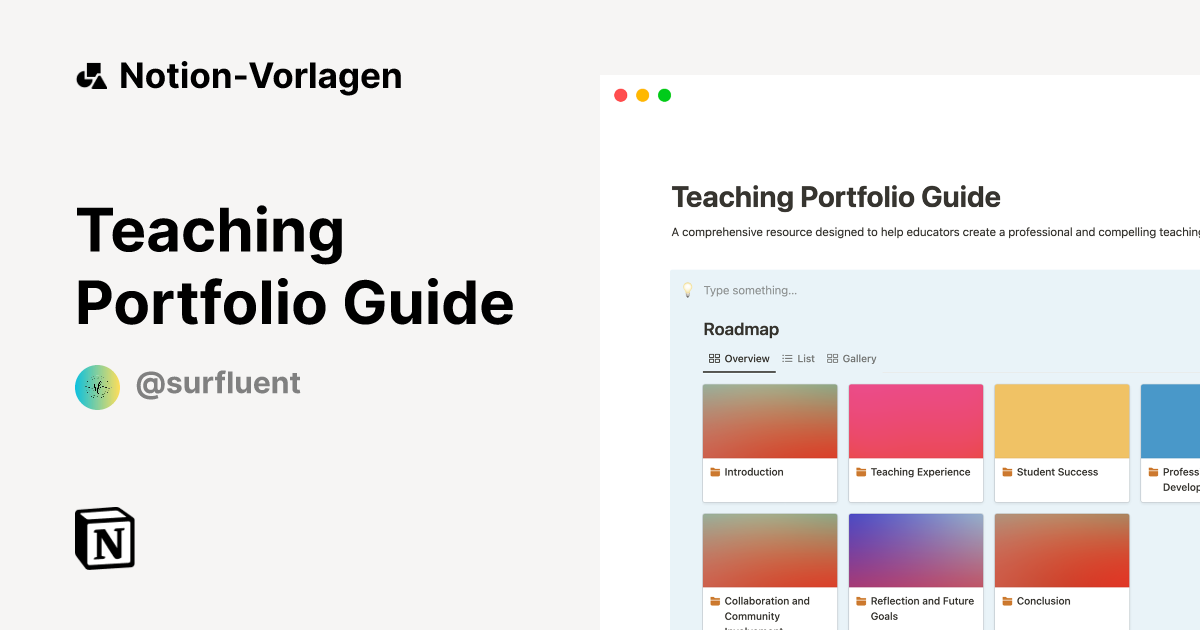 Teaching Portfolio Guide Vorlage von Surfluent | Notion-Marketplace
