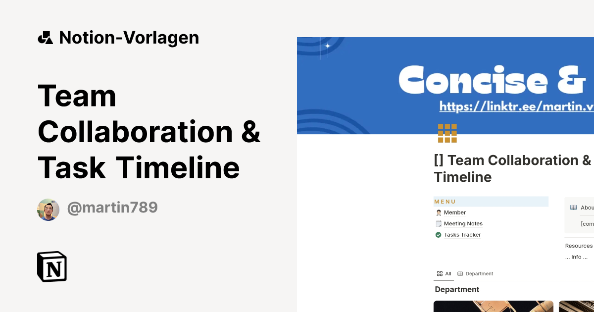 Team Collaboration & Task Timeline Vorlage | Notion-Marketplace