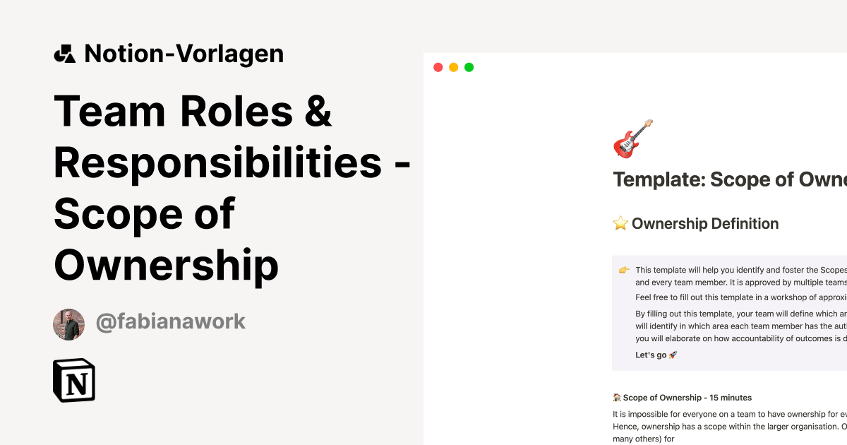 Team Roles & Responsibilities - Scope of Ownership Vorlage | Notion ...