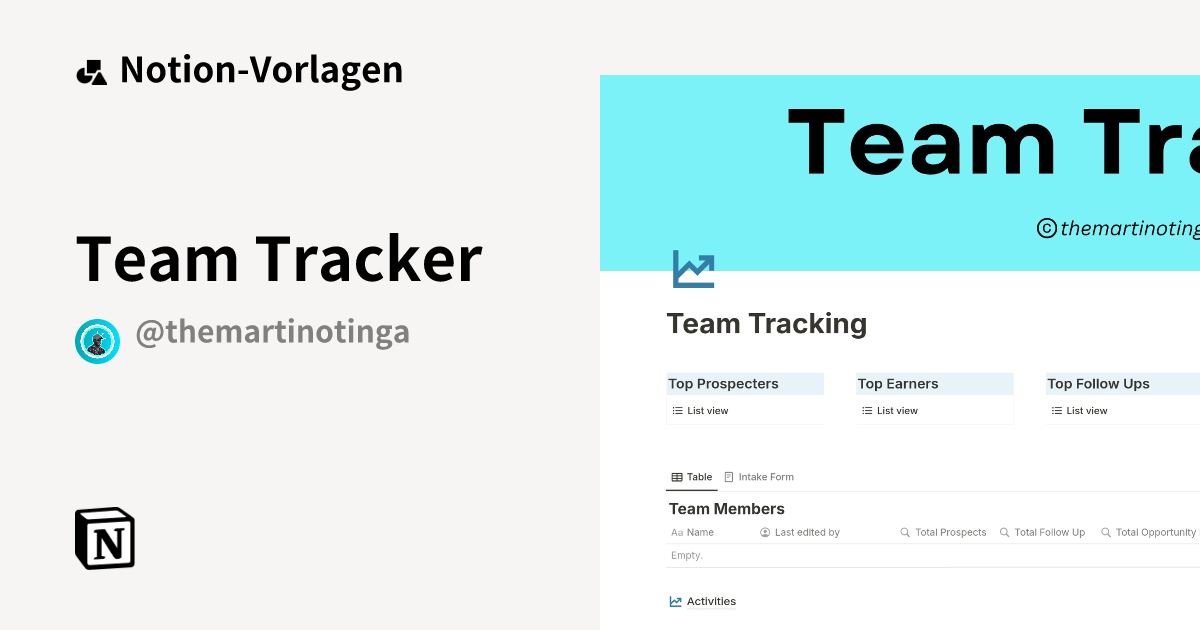 Team Tracker Vorlage | Notion-Marketplace