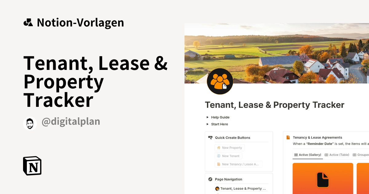 Tenant, Lease & Property Tracker Vorlage | Notion-Marketplace