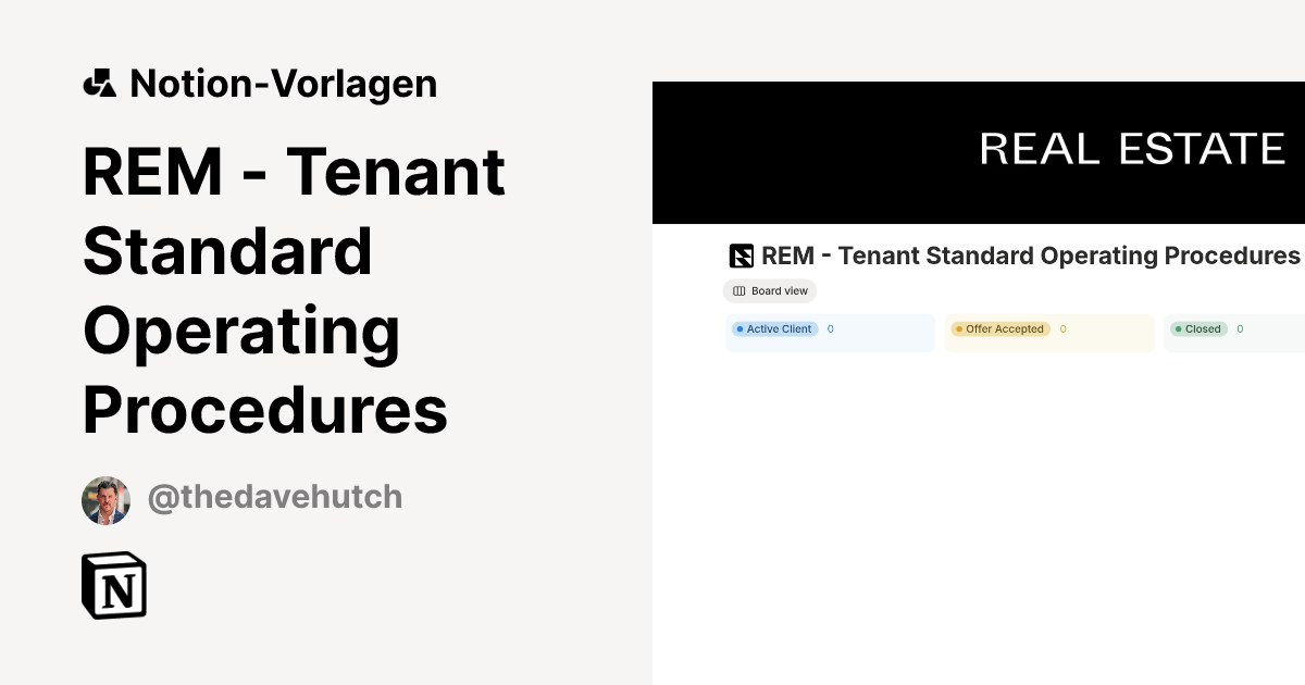 REM - Tenant Standard Operating Procedures Vorlage | Notion-Marketplace