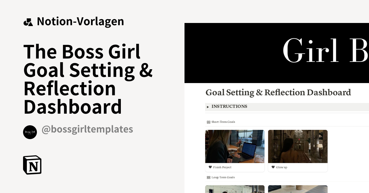The Boss Girl Goal Setting & Reflection Dashboard Vorlage von Boss Girl ...