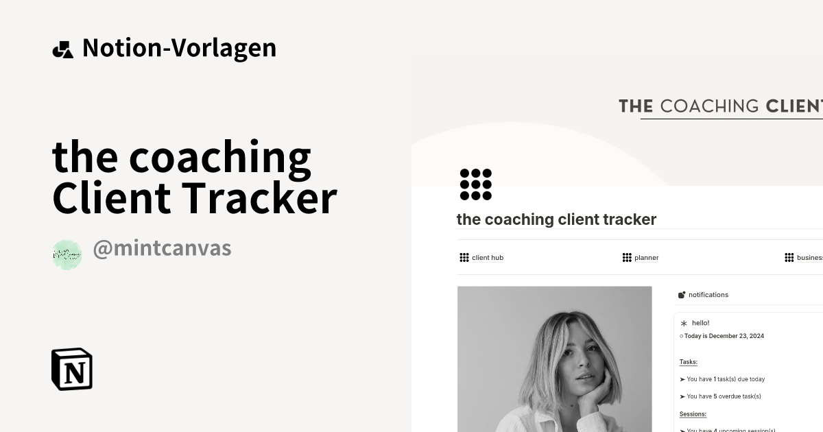 the coaching Client Tracker Vorlage | Notion-Marketplace