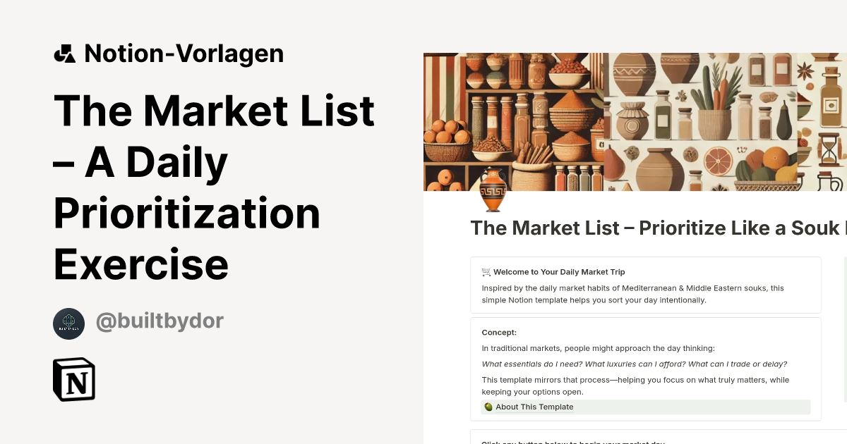 The Market List – A Daily Prioritization Exercise Vorlage | Notion ...