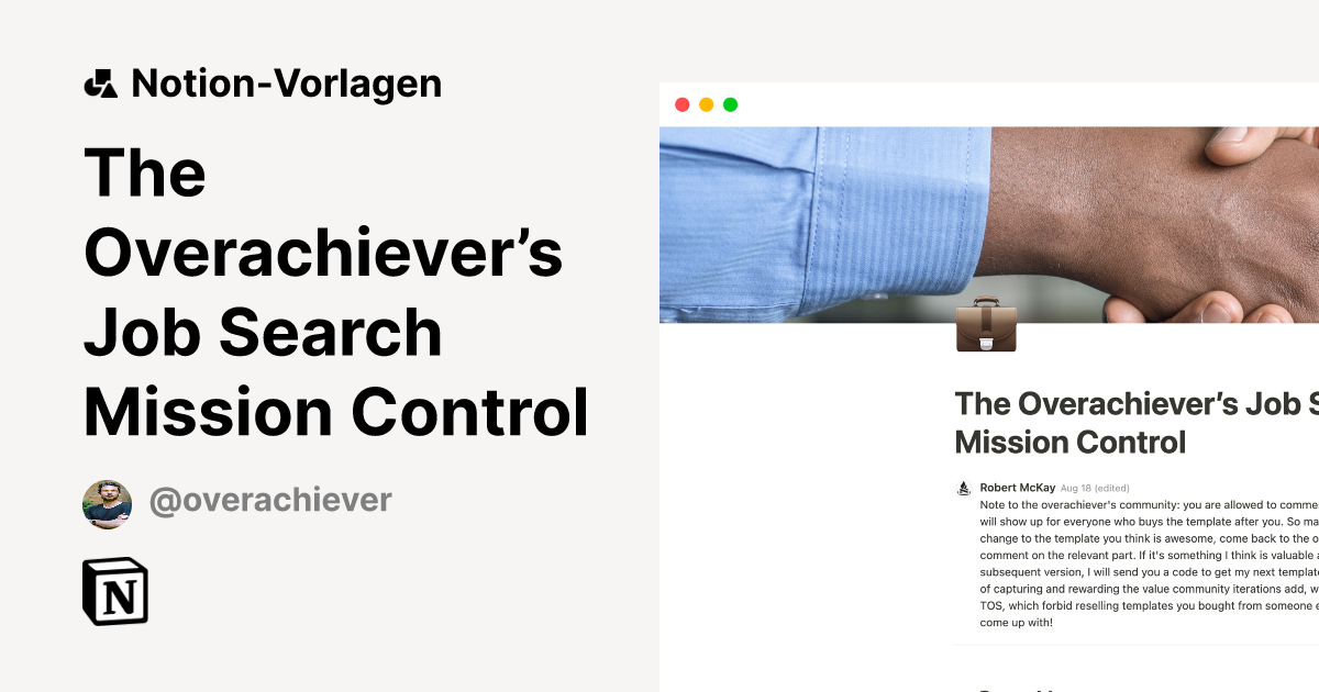 The Overachiever’s Job Search Mission Control Vorlage von Overachievers ...