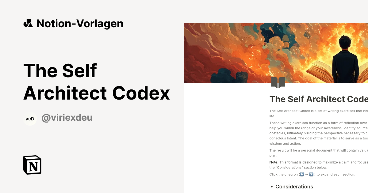 The Self Architect Codex Vorlage | Notion-Marketplace