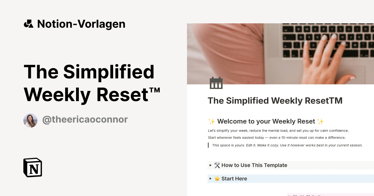 The Simplified Weekly Reset™ Vorlage | Notion-Marketplace