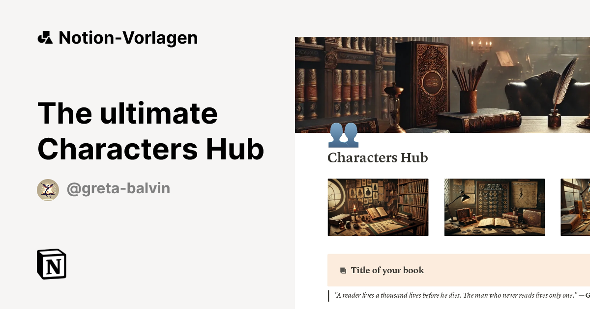 The ultimate Characters Hub Vorlage von Greta Balvin | Notion-Marketplace