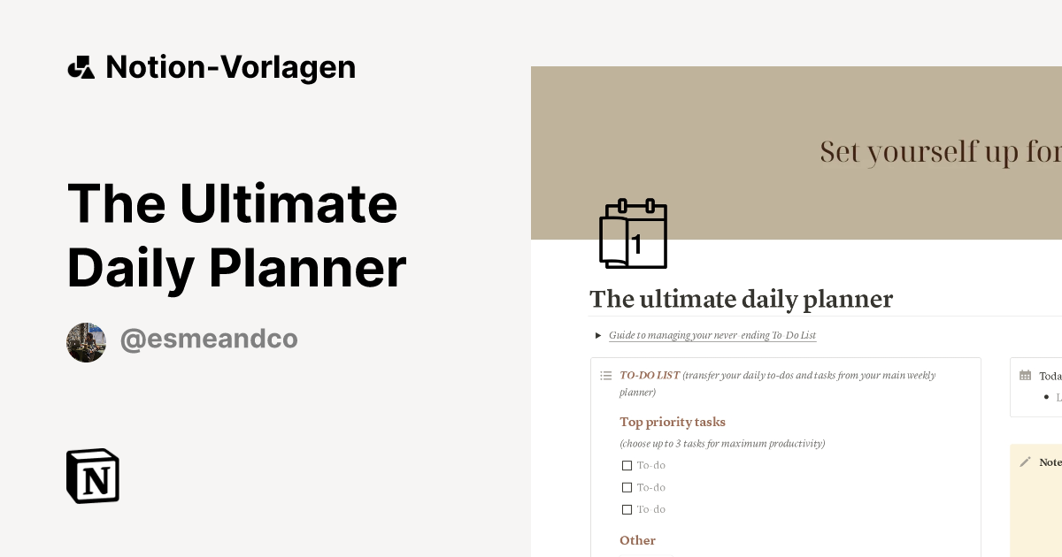 The Ultimate Daily Planner Vorlage | Notion-Marketplace